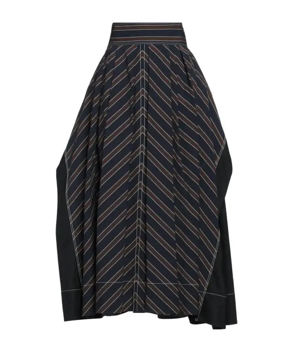 Tory Burch Striped Pleated Maxi Skirt