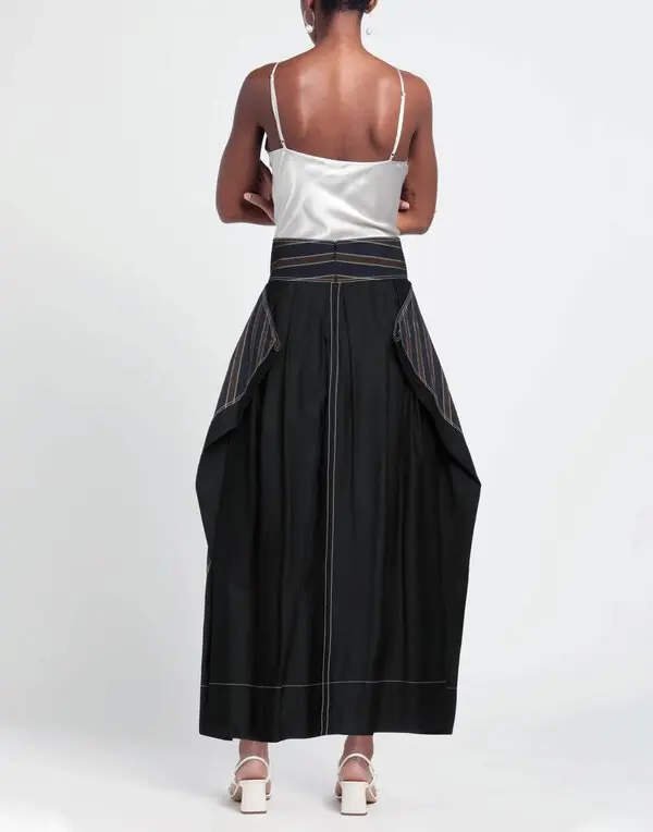 Tory Burch Striped Pleated Maxi Skirt