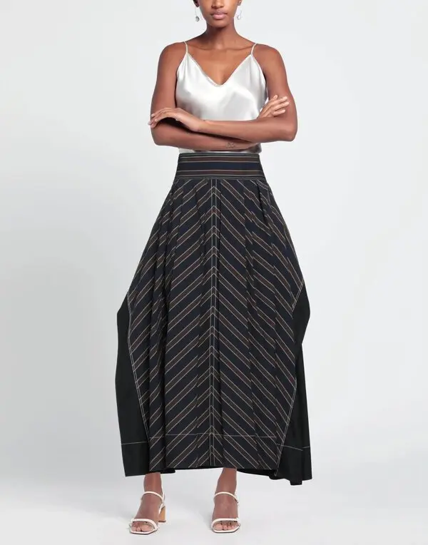 Tory Burch Striped Pleated Maxi Skirt