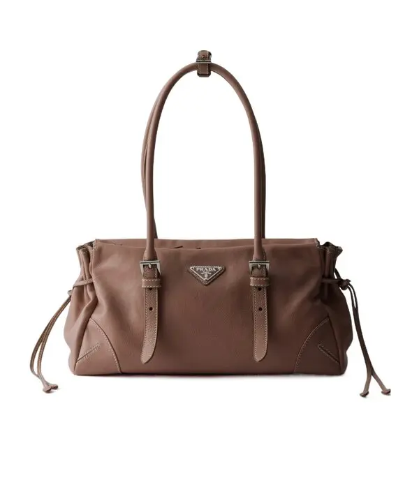 Prada Karin Medium Antiqued Leather Tote Bag - Maroon