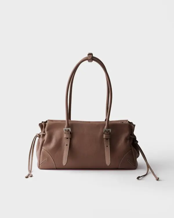 Prada Karin Medium Antiqued Leather Tote Bag - Maroon