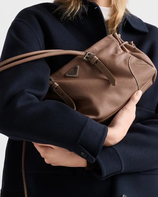 Prada Karin Medium Antiqued Leather Tote Bag - Maroon