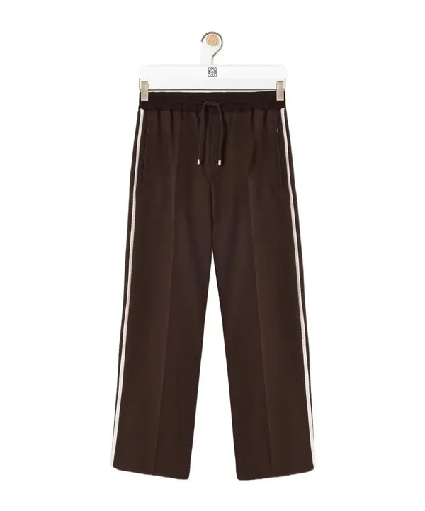 Loewe Fluid Wool Drawstring Trousers With Contrast Piping - Brown