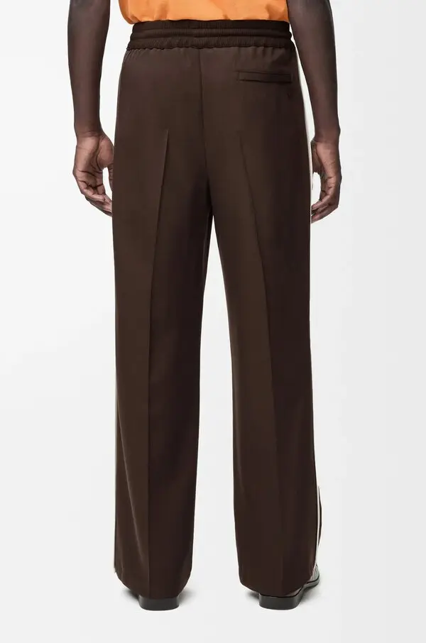 Loewe Fluid Wool Drawstring Trousers With Contrast Piping - Brown