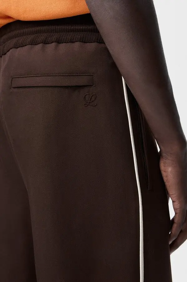 Loewe Fluid Wool Drawstring Trousers With Contrast Piping - Brown