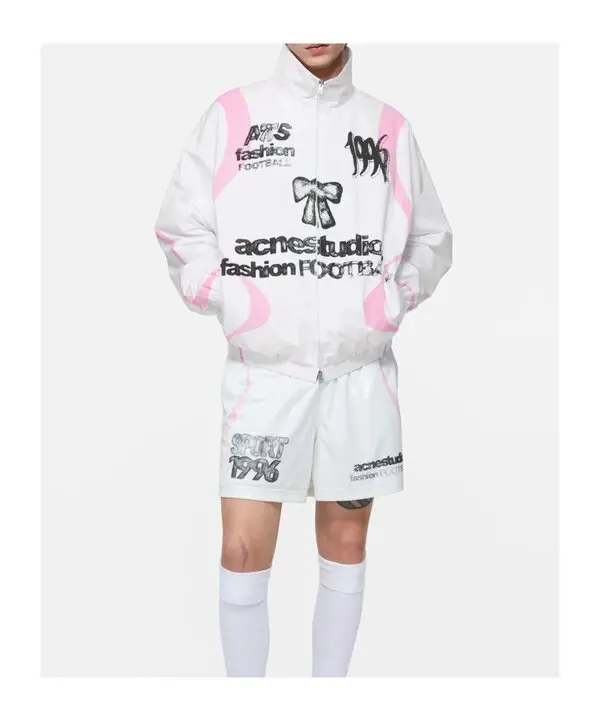 Acne Studios High Neck Technical Jacket With Logo Print