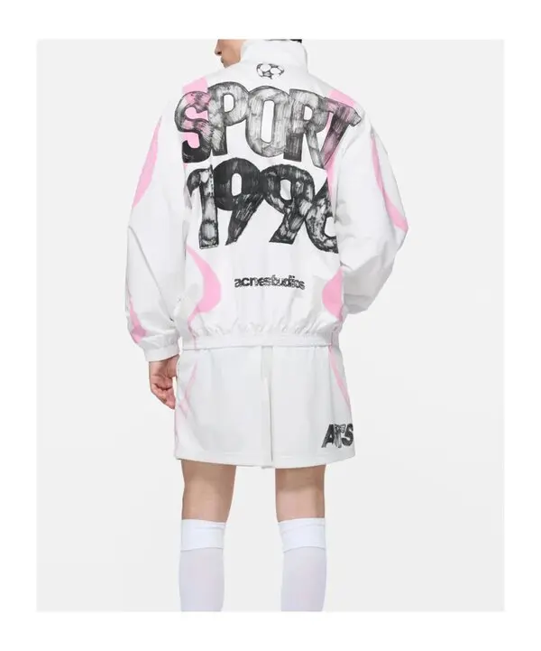 Acne Studios High Neck Technical Jacket With Logo Print