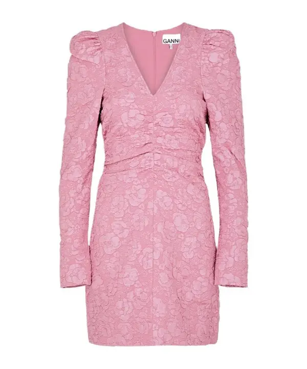 GANNI Floral-jacquard Mini Dress
