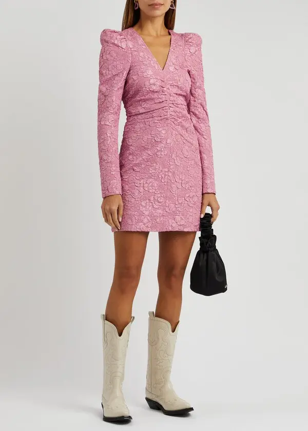 GANNI Floral-jacquard Mini Dress