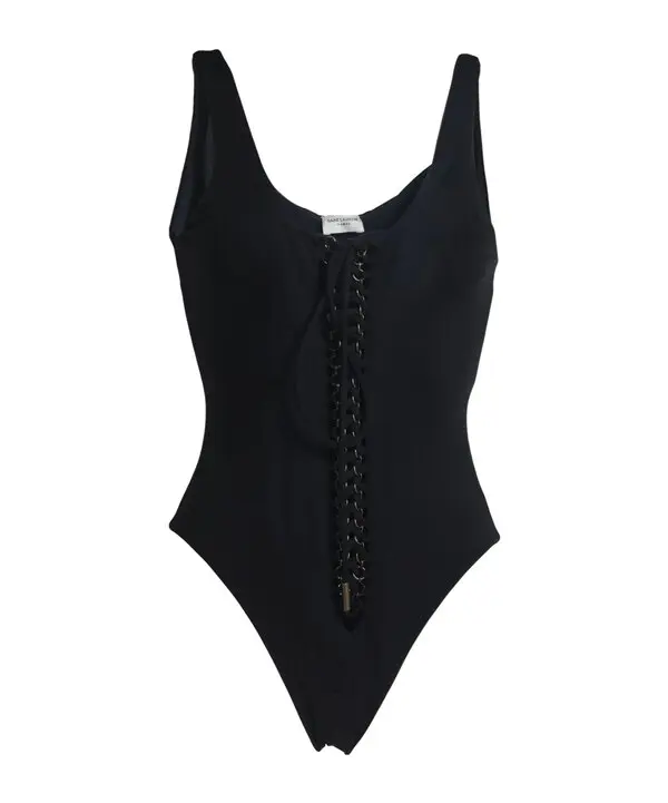 Saint Laurent One-piece Swimsuit With Lace-up Front - Black