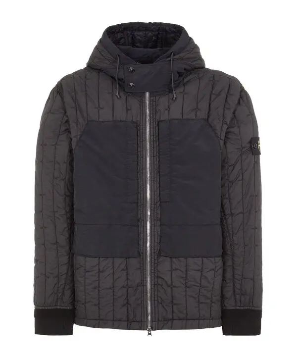 Stone Island Logo Patch Quilted Zip-up Jacket