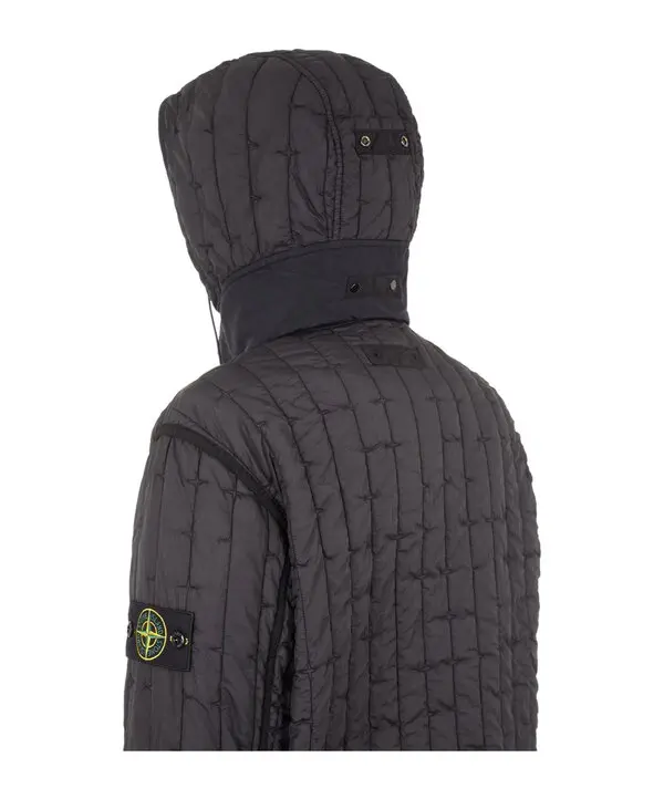 Stone Island Logo Patch Quilted Zip-up Jacket