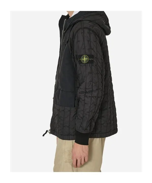 Stone Island Logo Patch Quilted Zip-up Jacket