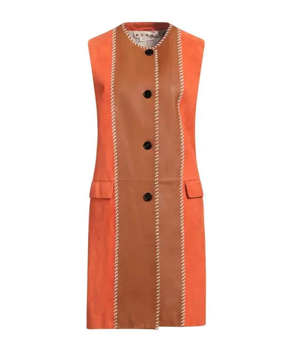 Marni Sleeveless Color-block Suede Coat
