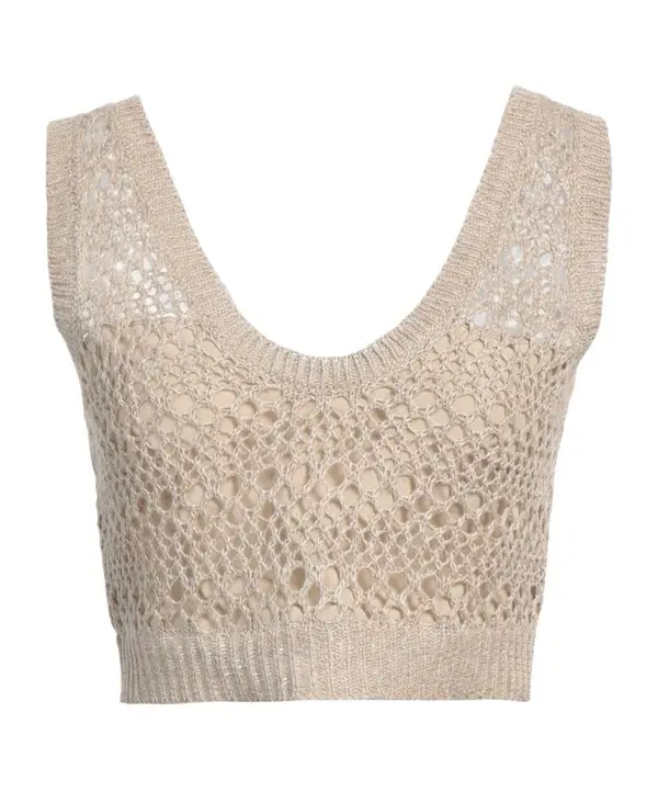 Brunello Cucinelli Sleeveless Crew Neck Knit Crop Top