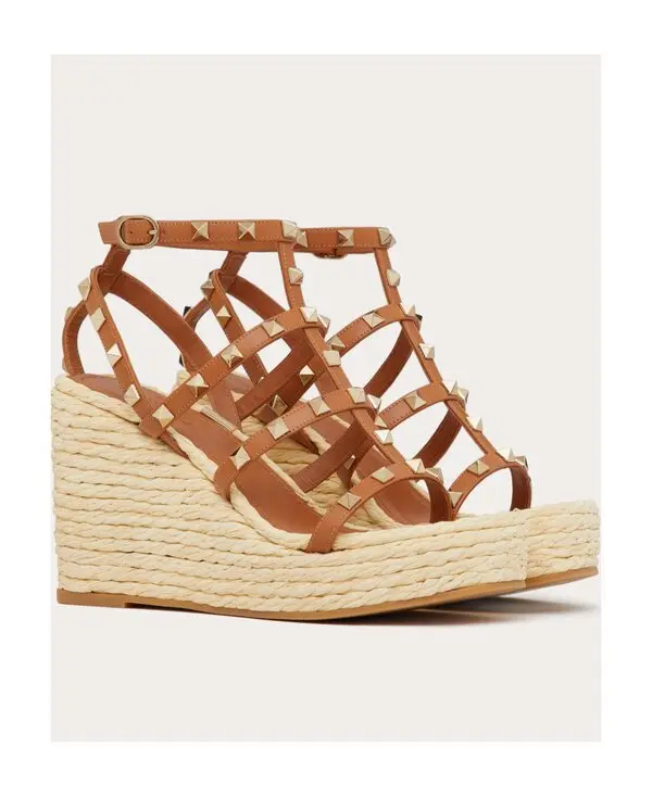 Valentino Garavani Rockstud Open Toe Wedge Espadrilles