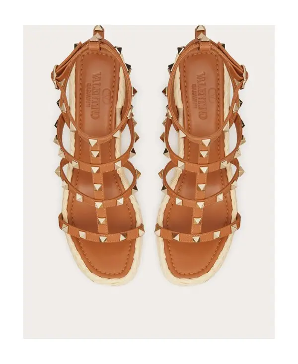 Valentino Garavani Rockstud Open Toe Wedge Espadrilles