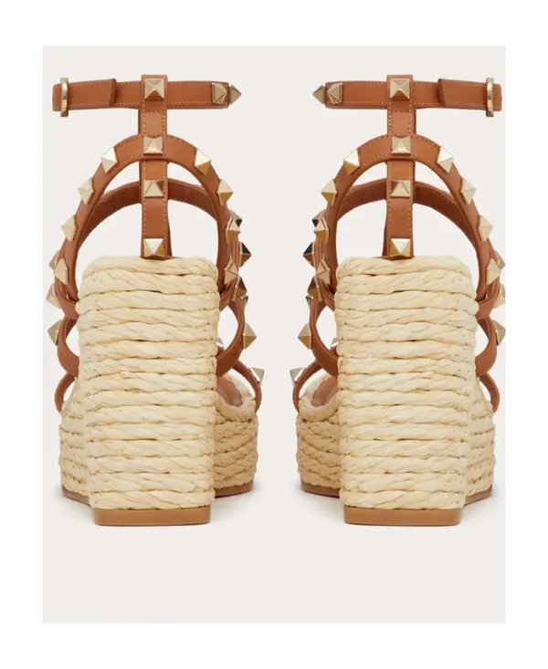 Valentino Garavani Rockstud Open Toe Wedge Espadrilles
