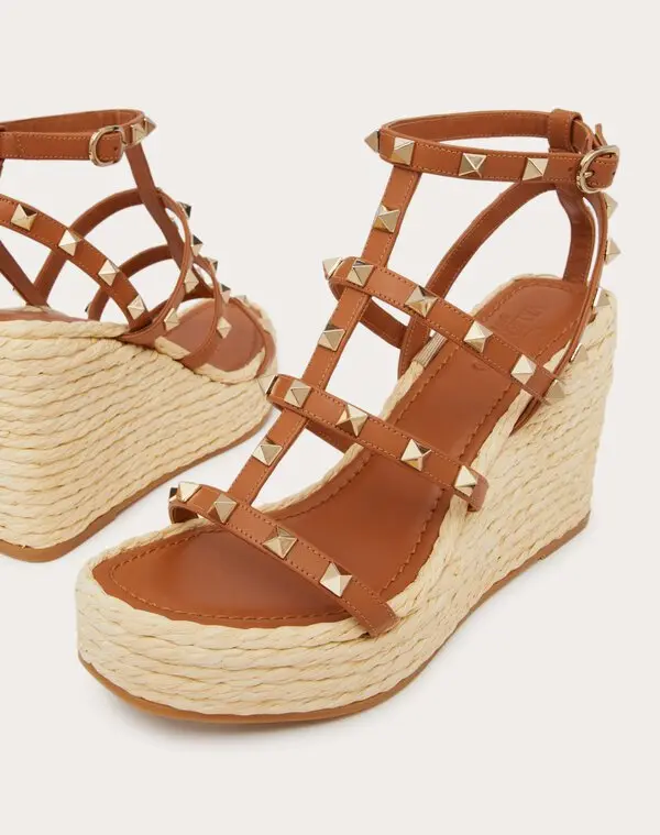 Valentino Garavani Rockstud Open Toe Wedge Espadrilles