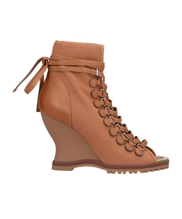 Chloé Wedge Open Toe Ankle Boots - Brown