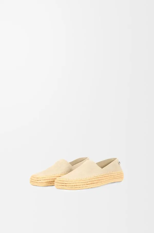 Loewe Suede And Raffia Rio Slipper - Nude