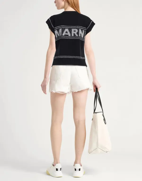 Marni Two-tone Wool Knit V-neck Sleeveless Top
