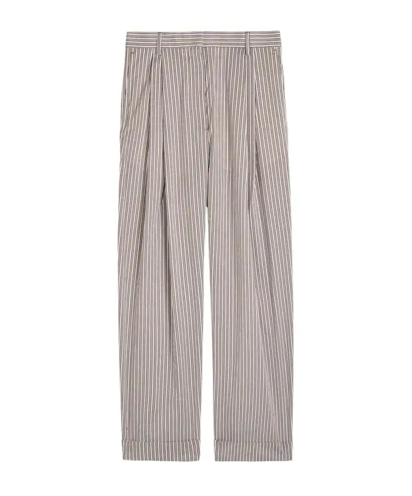Dries Van Noten Partan Striped Cotton-blend Trousers - Gray