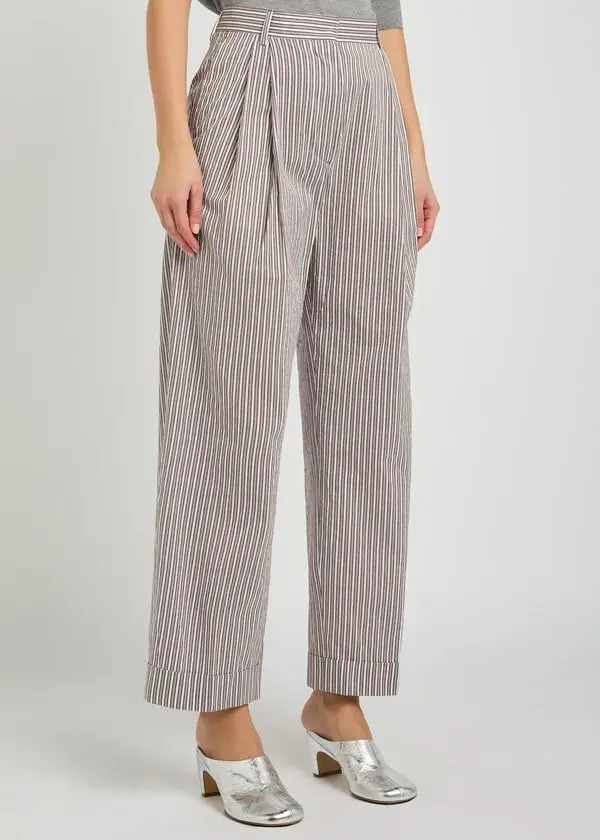Dries Van Noten Partan Striped Cotton-blend Trousers - Gray