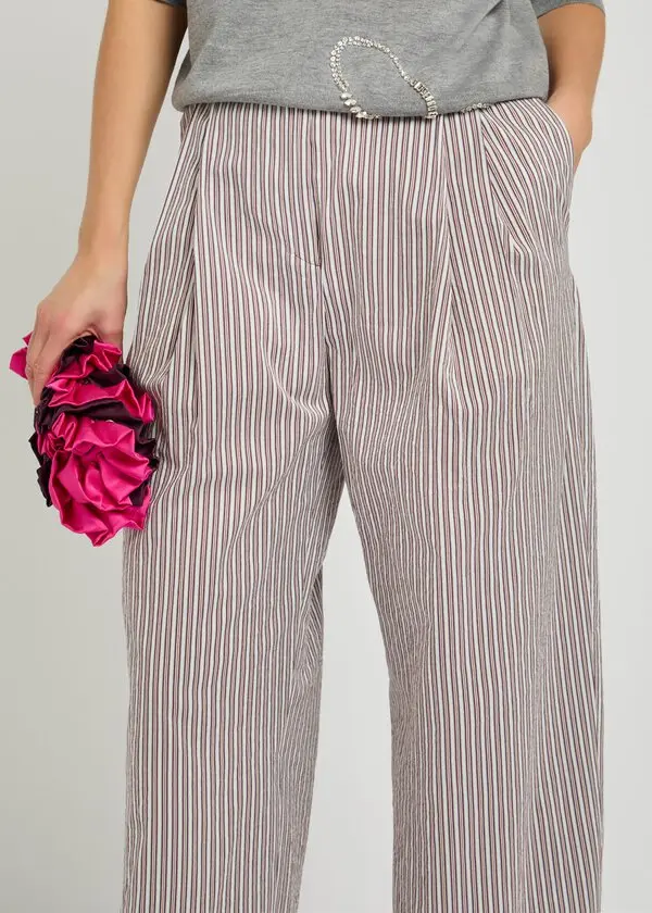 Dries Van Noten Partan Striped Cotton-blend Trousers - Gray