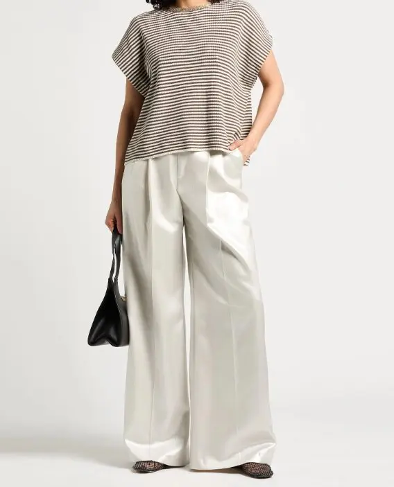 Brunello Cucinelli Striped Short Sleeve Knit Top