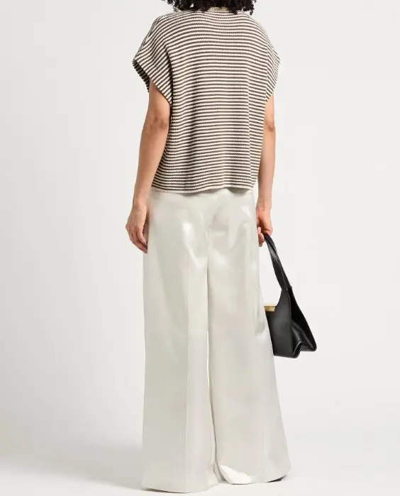 Brunello Cucinelli Striped Short Sleeve Knit Top