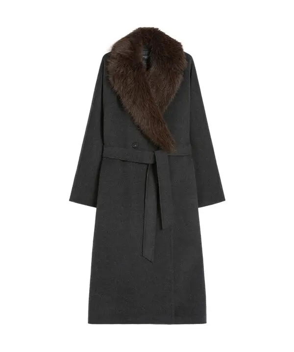 Max Mara Midi Wrap Coat With Removable Collar
