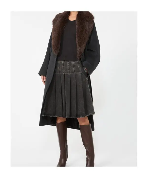 Max Mara Midi Wrap Coat With Removable Collar