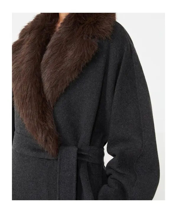 Max Mara Midi Wrap Coat With Removable Collar