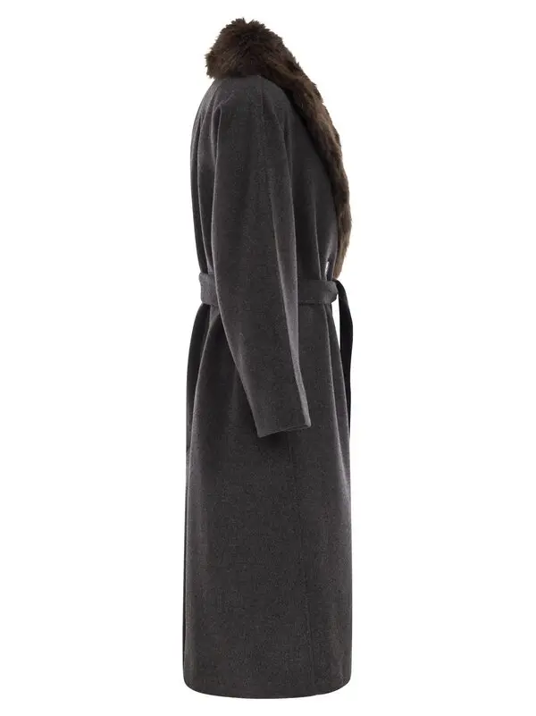 Max Mara Midi Wrap Coat With Removable Collar