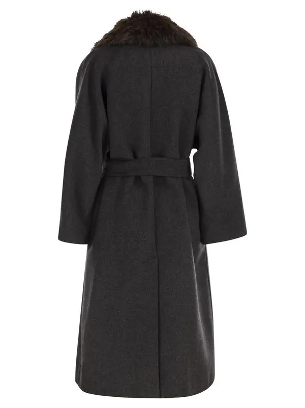 Max Mara Midi Wrap Coat With Removable Collar