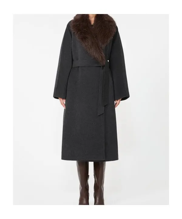 Max Mara Midi Wrap Coat With Removable Collar