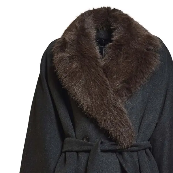 Max Mara Midi Wrap Coat With Removable Collar