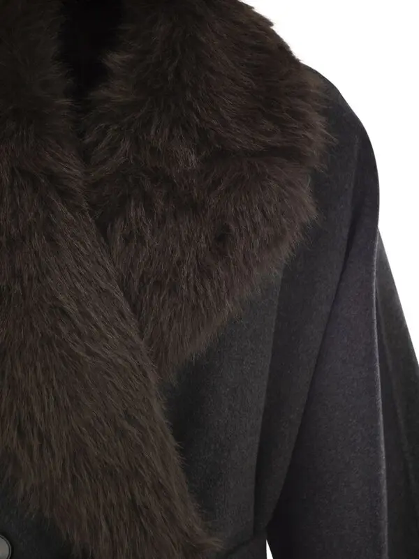 Max Mara Midi Wrap Coat With Removable Collar