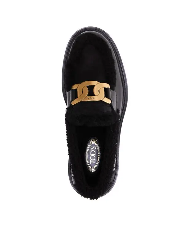 TOD'S Shearling-lined Chunky Loafers With Gold Tone Detailing