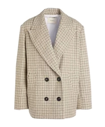 Max & Co. Max&co. Checked Wool Blend Double-breasted Pea Coat - No