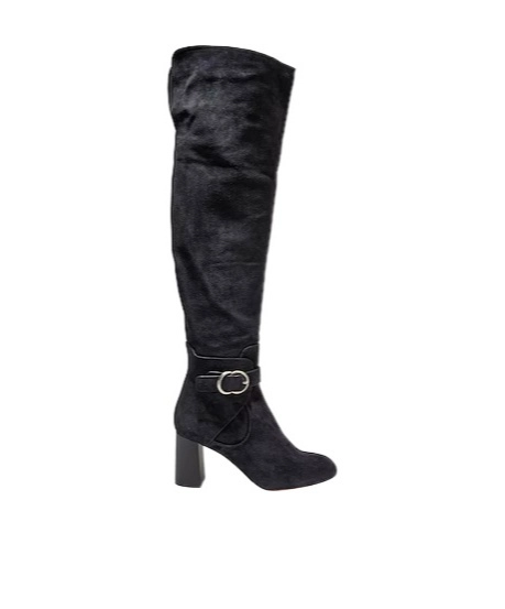 Chloé Faux Suede Over The Knee Boots With Buckle Detail