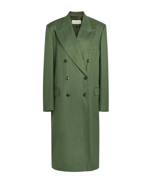Dries Van Noten Double-breasted Cotton Coat - Green