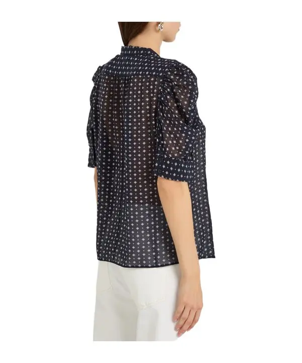 FRAME Silk Chiffon Printed Puff Sleeve Blouse