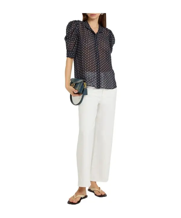 FRAME Silk Chiffon Printed Puff Sleeve Blouse