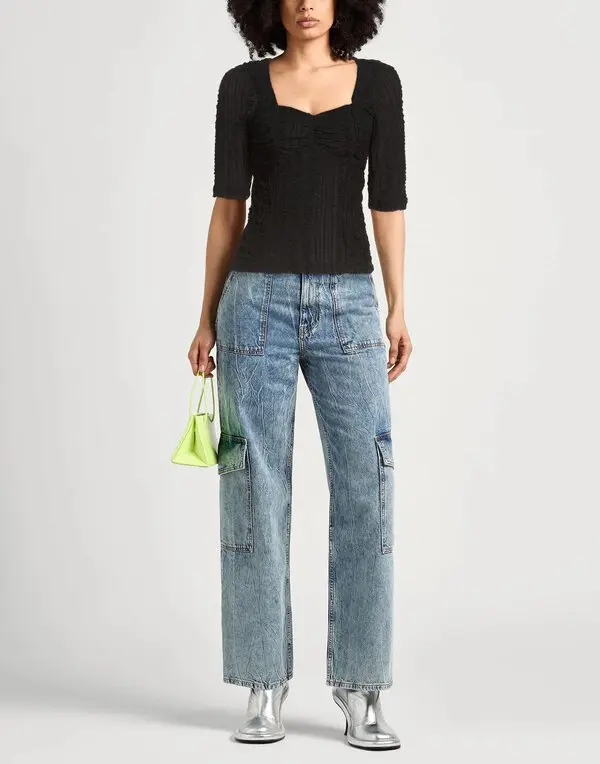 GANNI Sweetheart Neckline Jacquard Top
