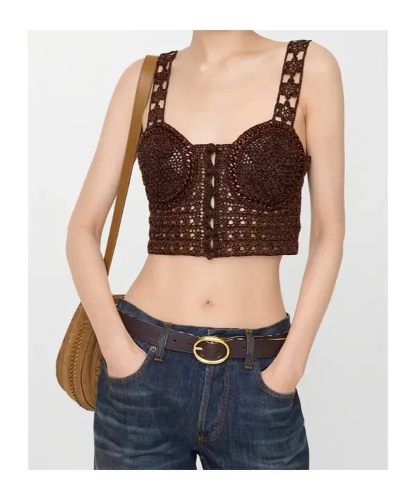 Burberry Cropped Crochet Cotton Top
