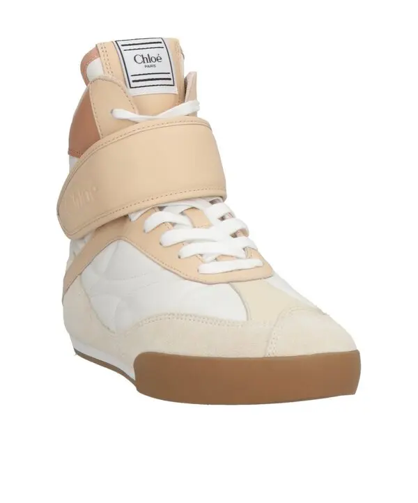 Chloé High Top Sneakers With Velcro And Lace-up Closure - Nude