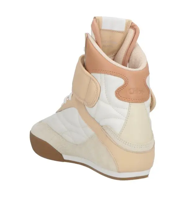 Chloé High Top Sneakers With Velcro And Lace-up Closure - Nude