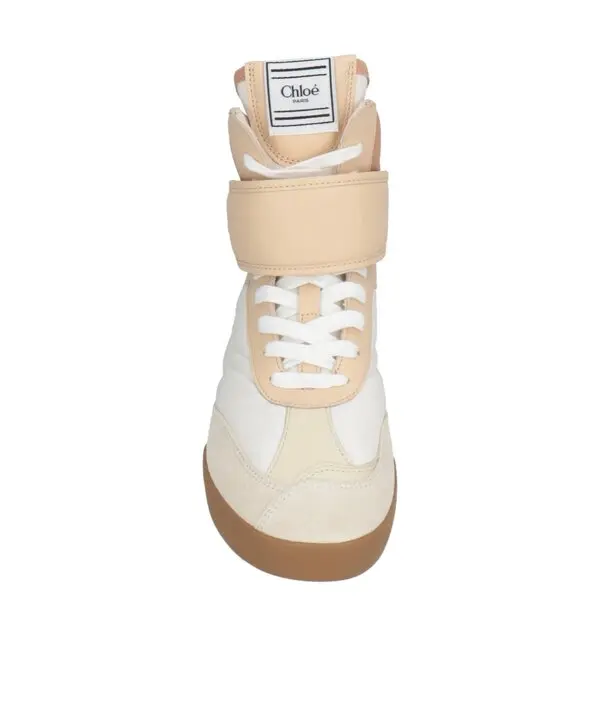 Chloé High Top Sneakers With Velcro And Lace-up Closure - Nude